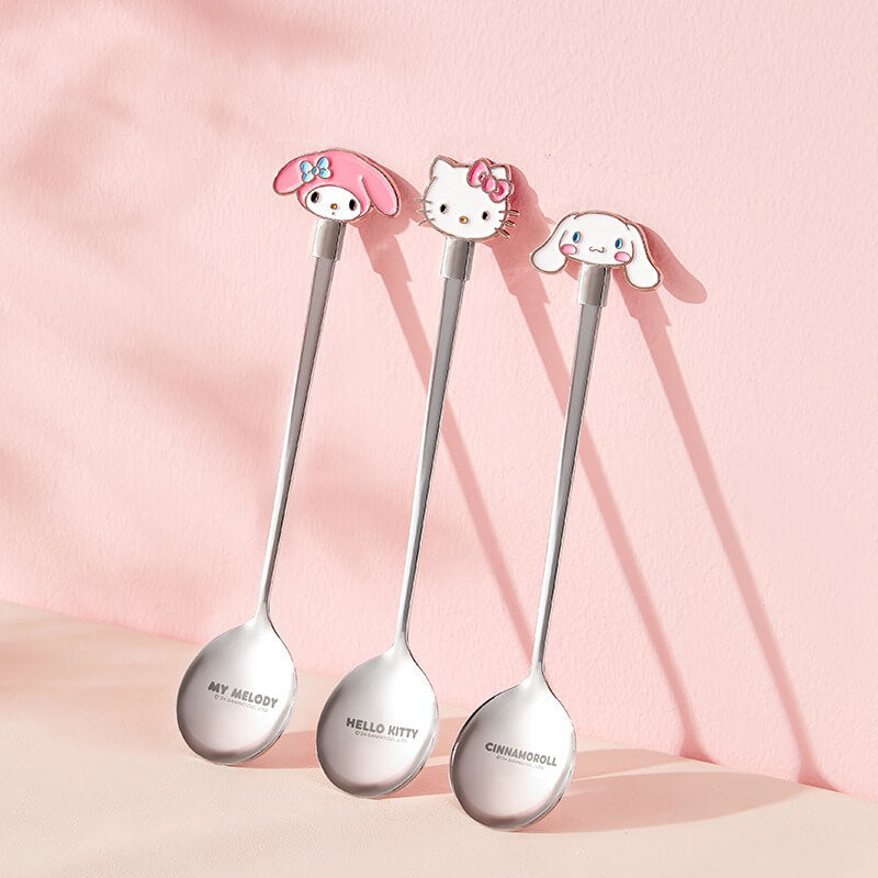Sanrio Character Long Handle Die-Cut Face Stainless Steel Spoon - 2024 ...