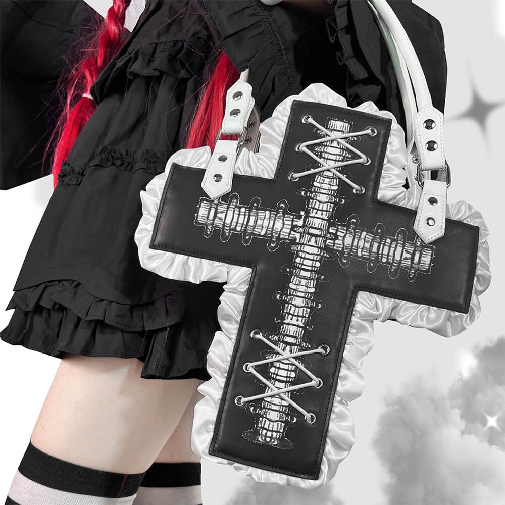 Gothic Bone Crosst Cross Shaped Handbag – KawaiiEnvy